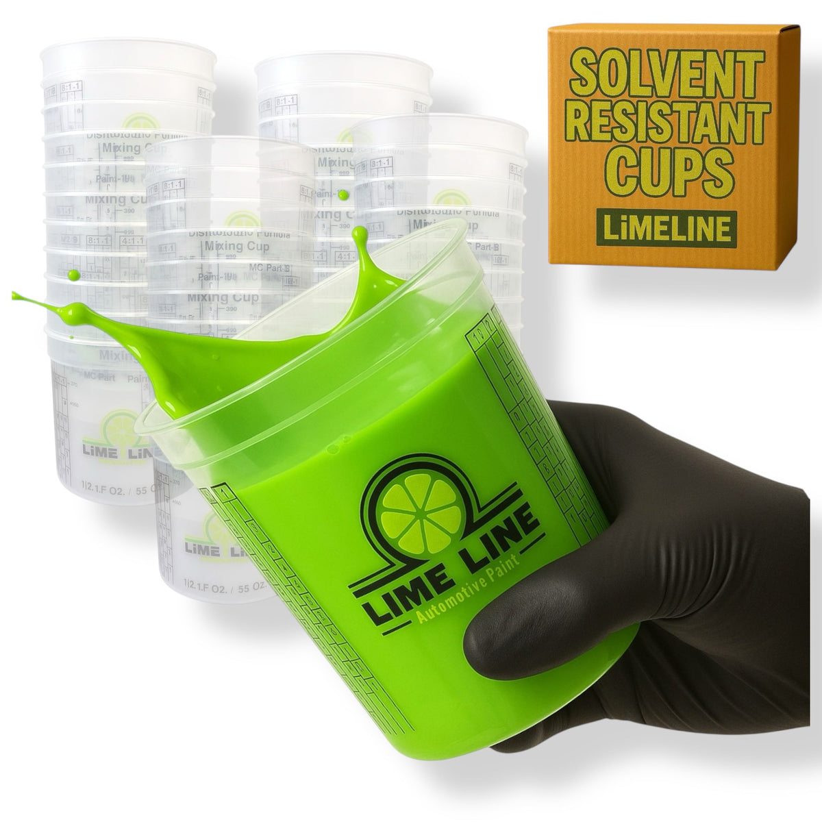 LiME LiNE Solvent Resistant Mixing Cups - Disposable Automotive Paint ...
