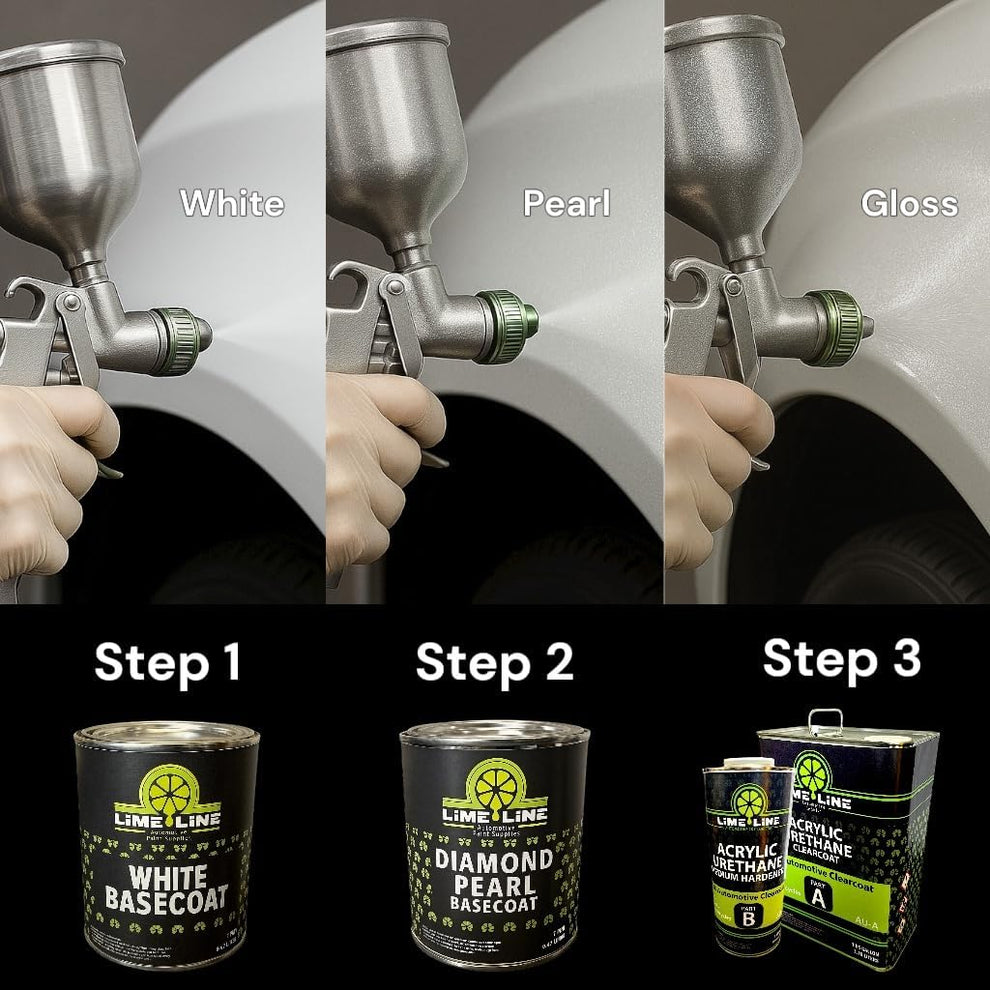 LiME LiNE Diamond Pearl White Tri-Stage Automotive Paint Kit - White B ...